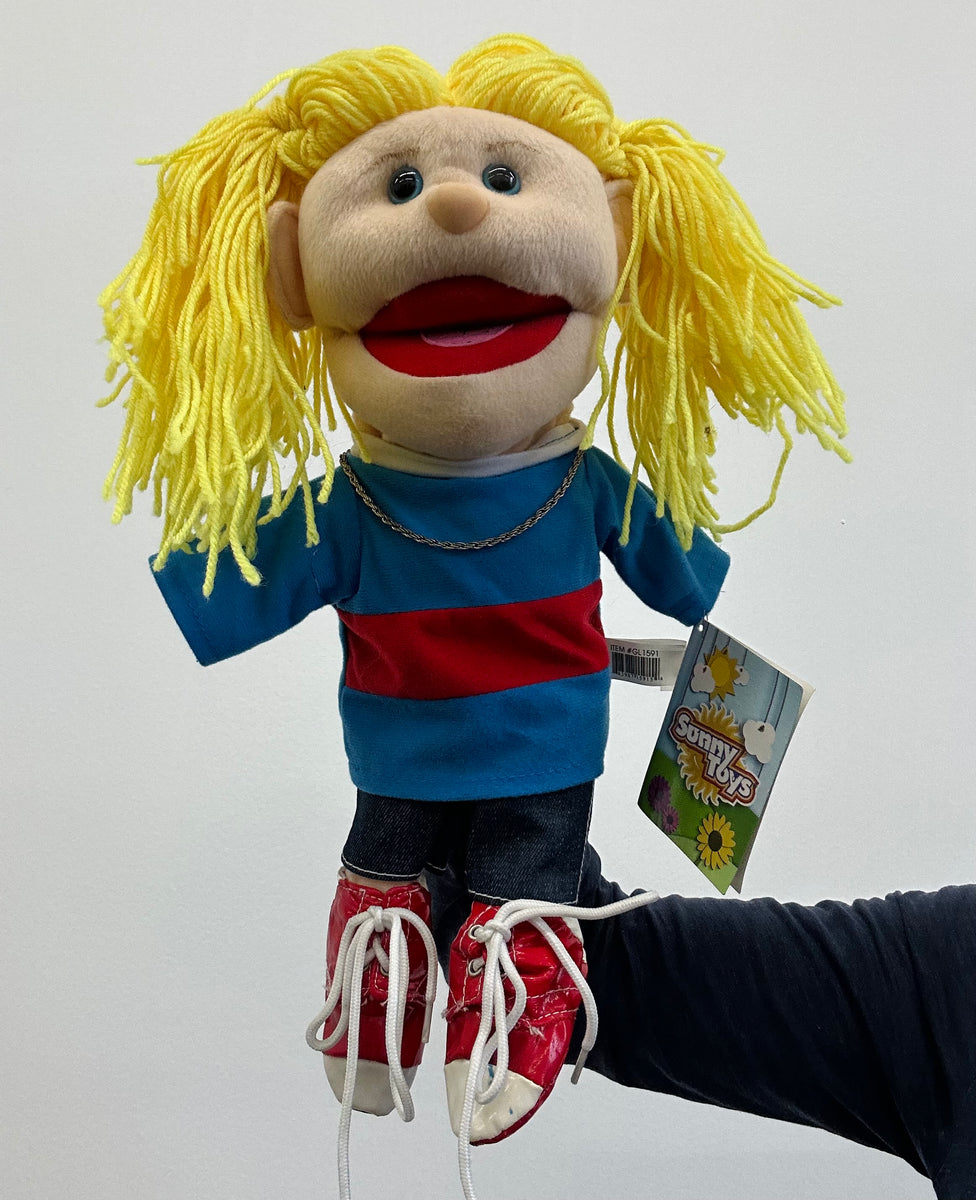 14" Yellow hair pigtail girl (Imperfect 1046) – The Puppet Store