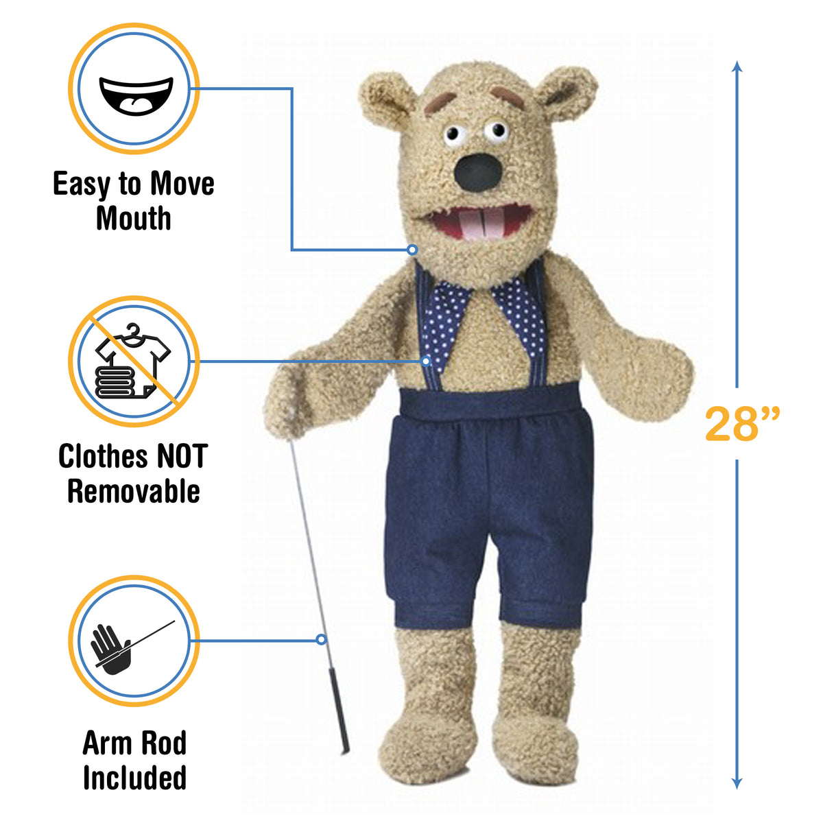 Silly Bear Puppet With Arm Rod – The Puppet Store