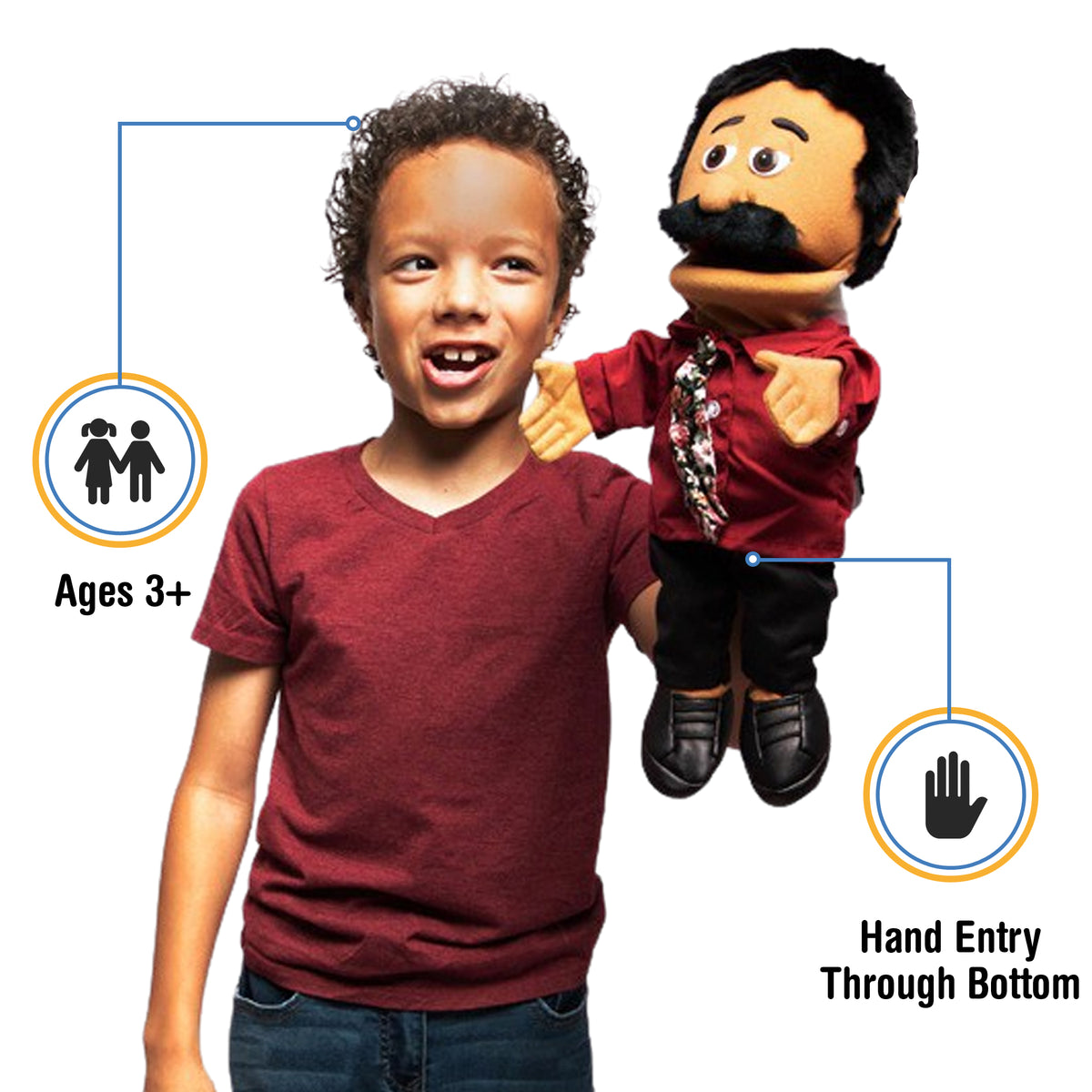 Carlos (Hispanic Dad) Puppet - Hand Style – The Puppet Store
