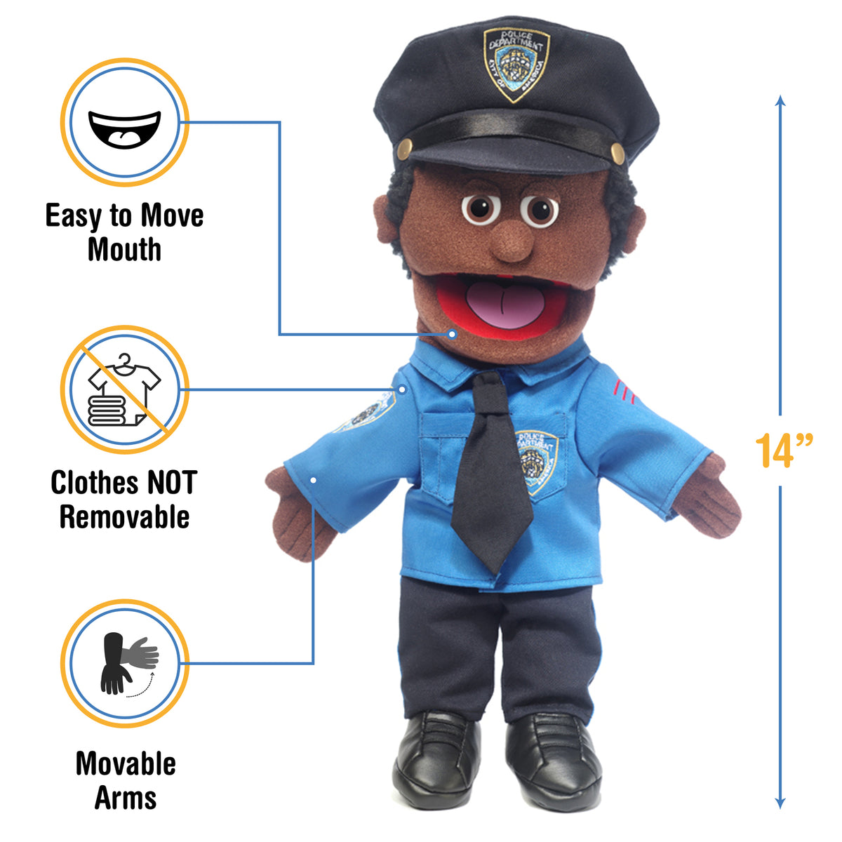 Black Policeman Glove Puppet – The Puppet Store