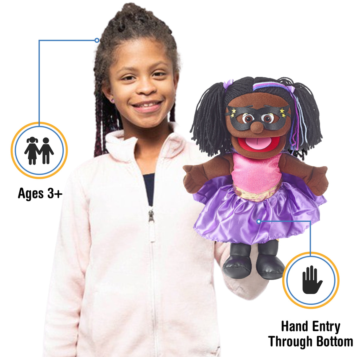 Black Superhero Girl Hand Puppet – The Puppet Store